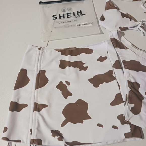 SHEIN | Swim | Threepiece Shein Cow Print Swimsuit | Poshmark